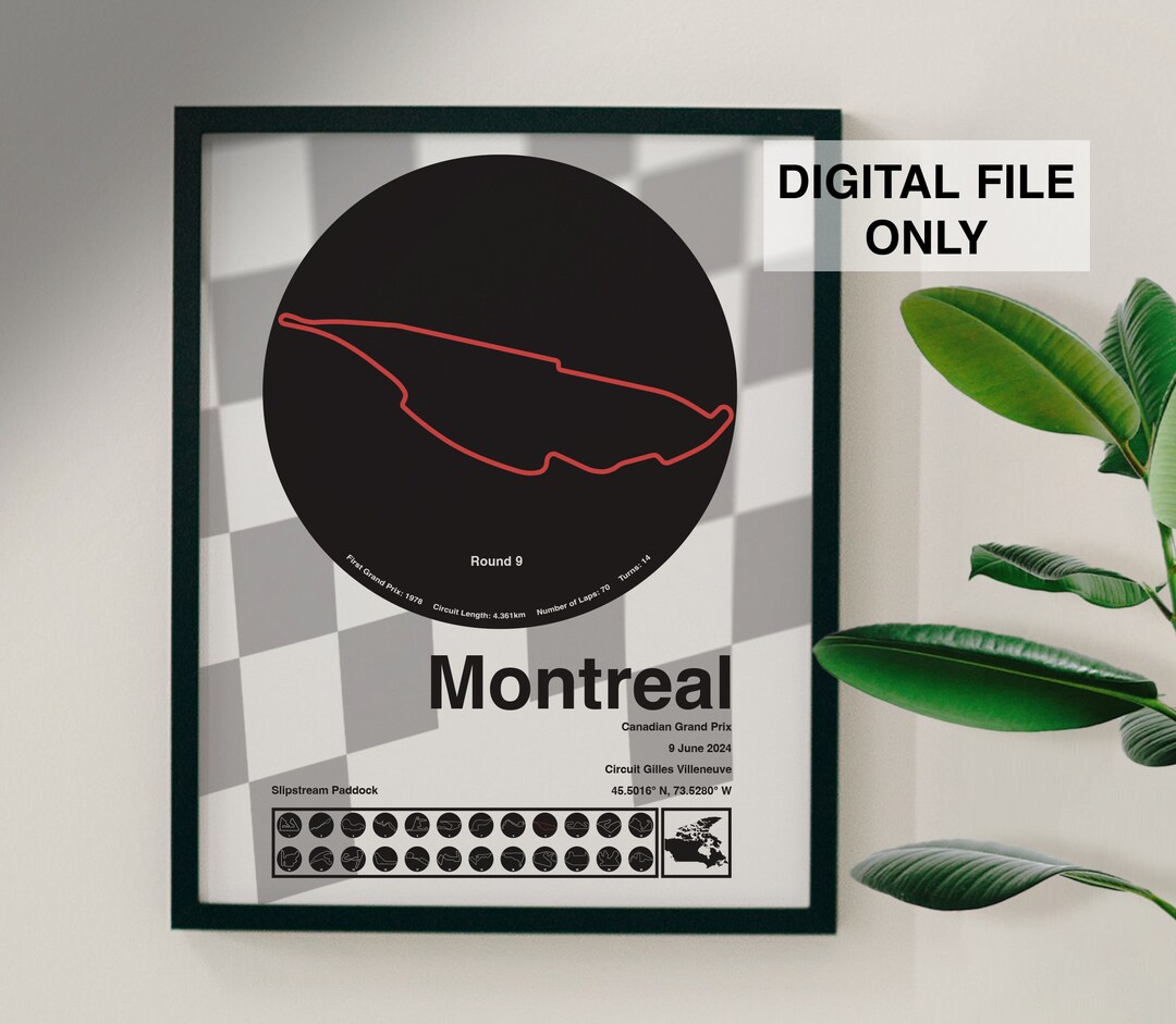 Montreal F1 Track Poster Formula One Poster - Montreal 2024 F1 Formula ...