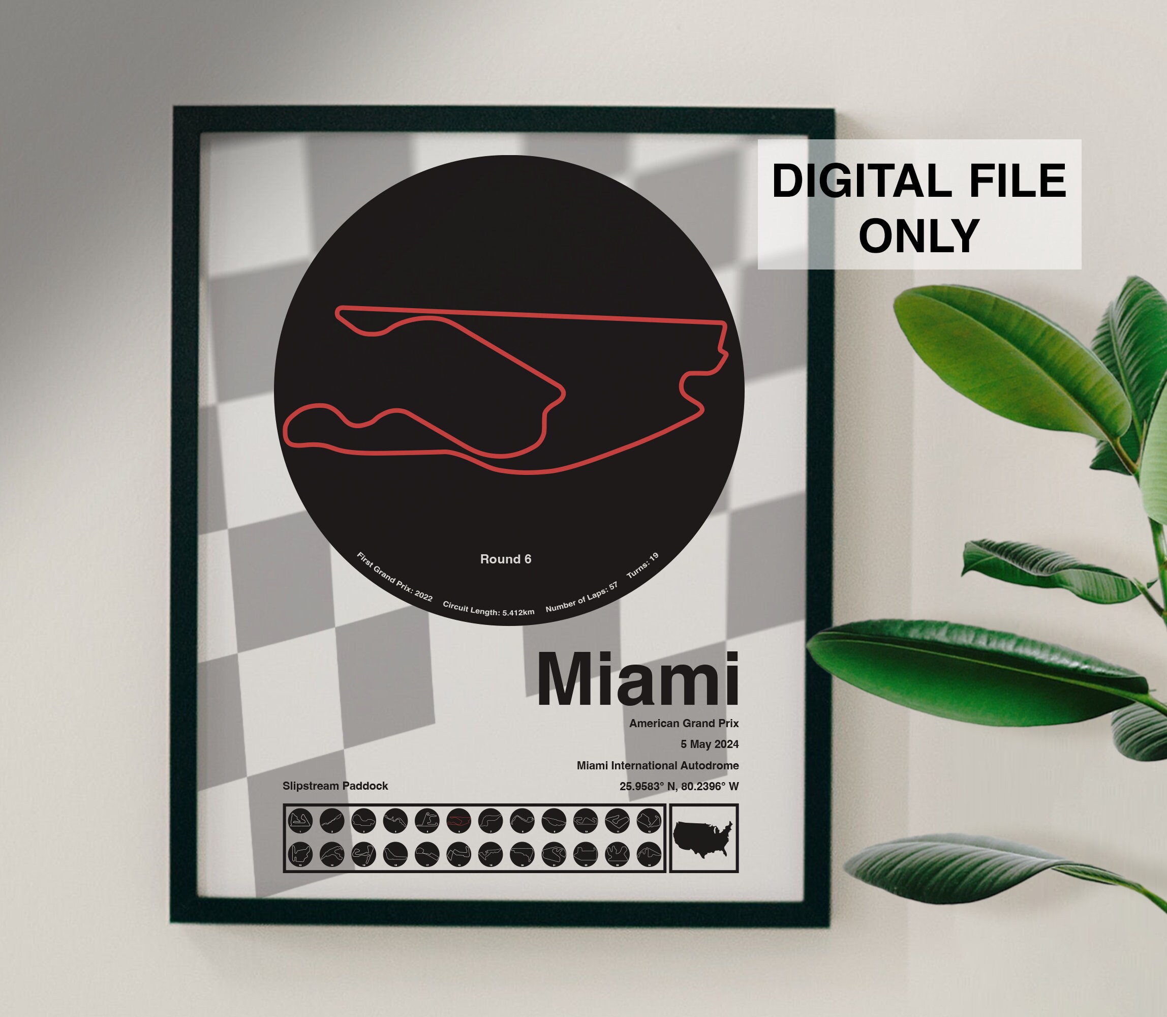 Miami F1 Track Poster Formula One Poster - Miami 2024 F1 Formula One ...