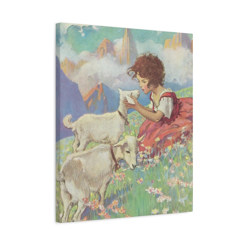 Vintage 1904 heidi and Friends Canvas Print, Pastoral Alpine Scene With ...
