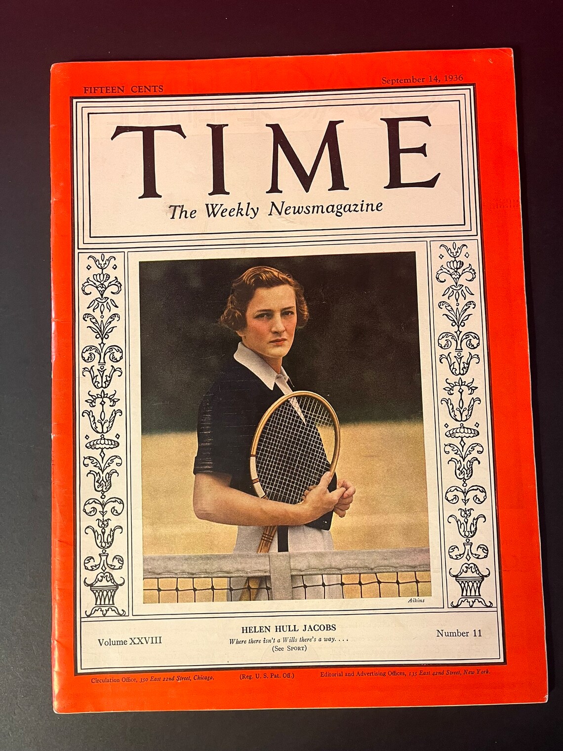 Vintage TIME Magazine September 14, 1936, Helen Hull Jacobs Cover ...