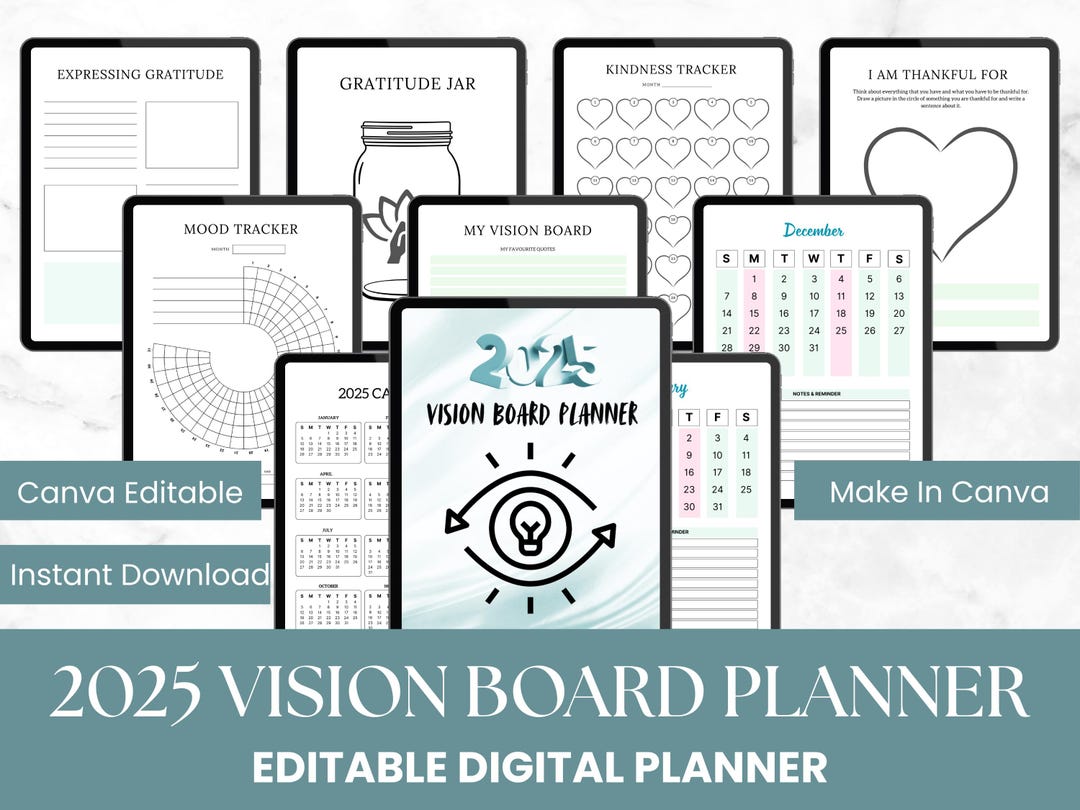 2025 Vision Board Planner | Goal-setting & Manifestation Journal ...