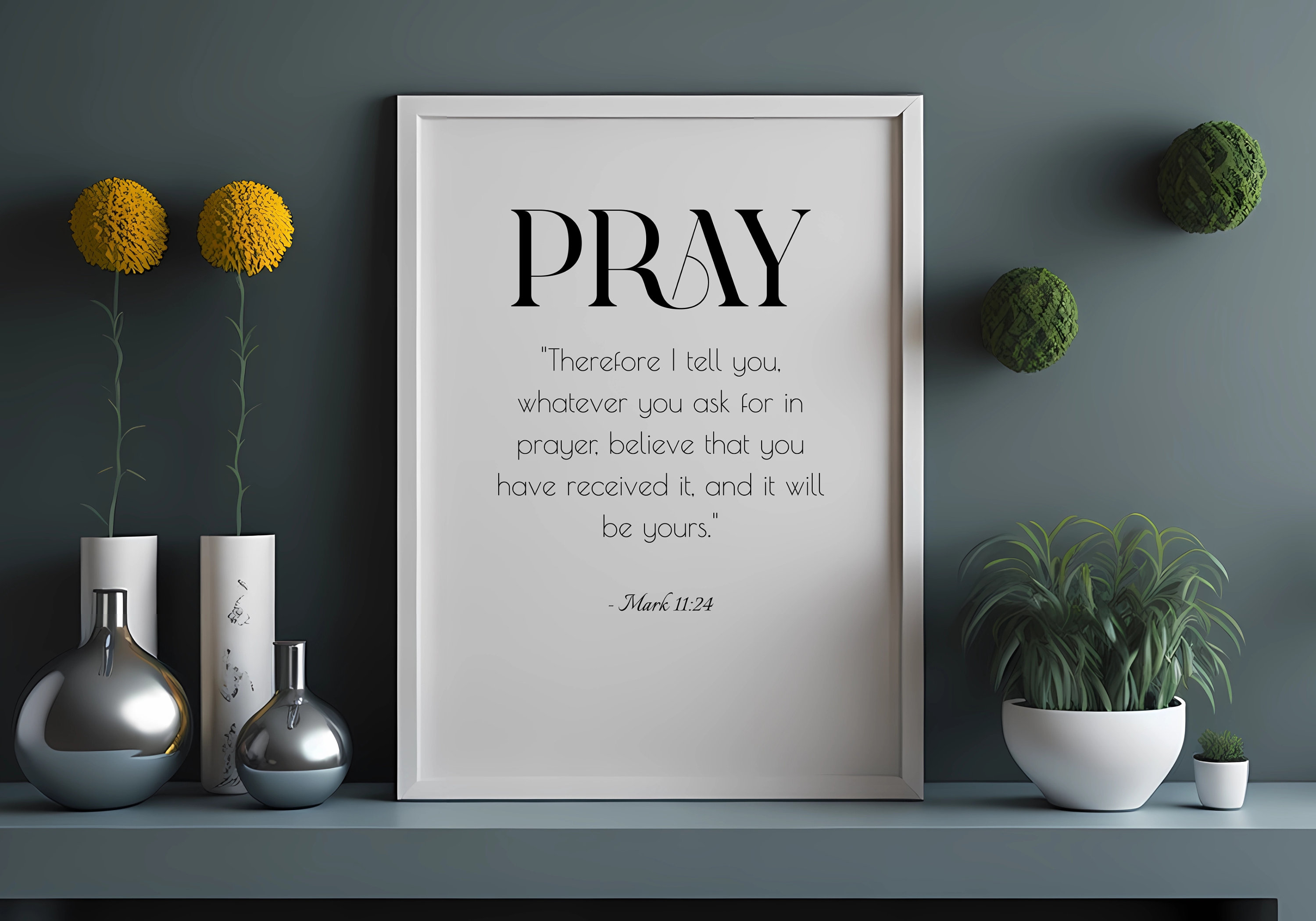 Christian Printable Bible Verse Wall Art, Mark 11:24, Christian Home ...