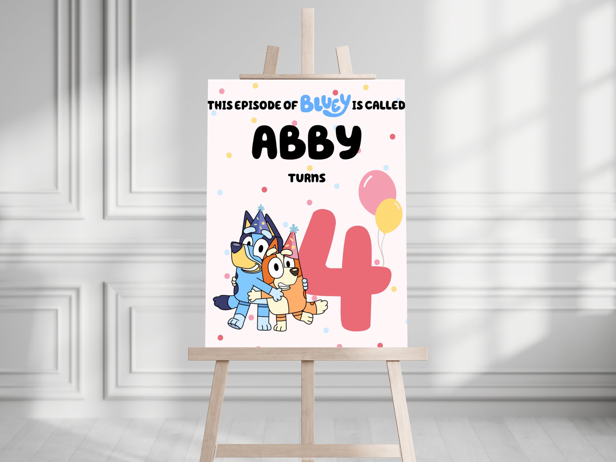 Pink Bluey Birthday Sign Birthday Welcome Sign Personalized Sign Bluey ...