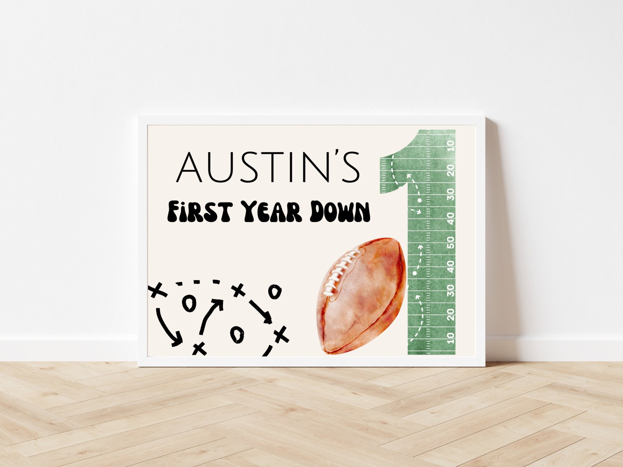 First Year Down - Football Birthday Sign - 1st Birthday - Personalized ...