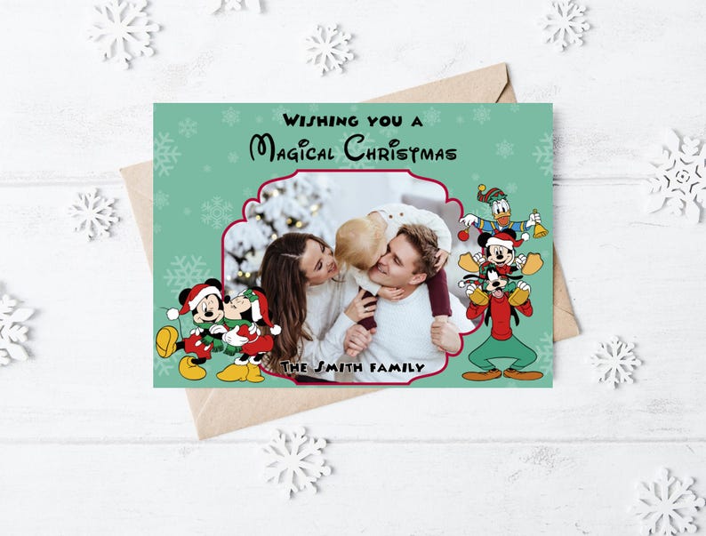 Mickey Christmas Card - 3 Colorways - Editable Christmas Card - Kids ...