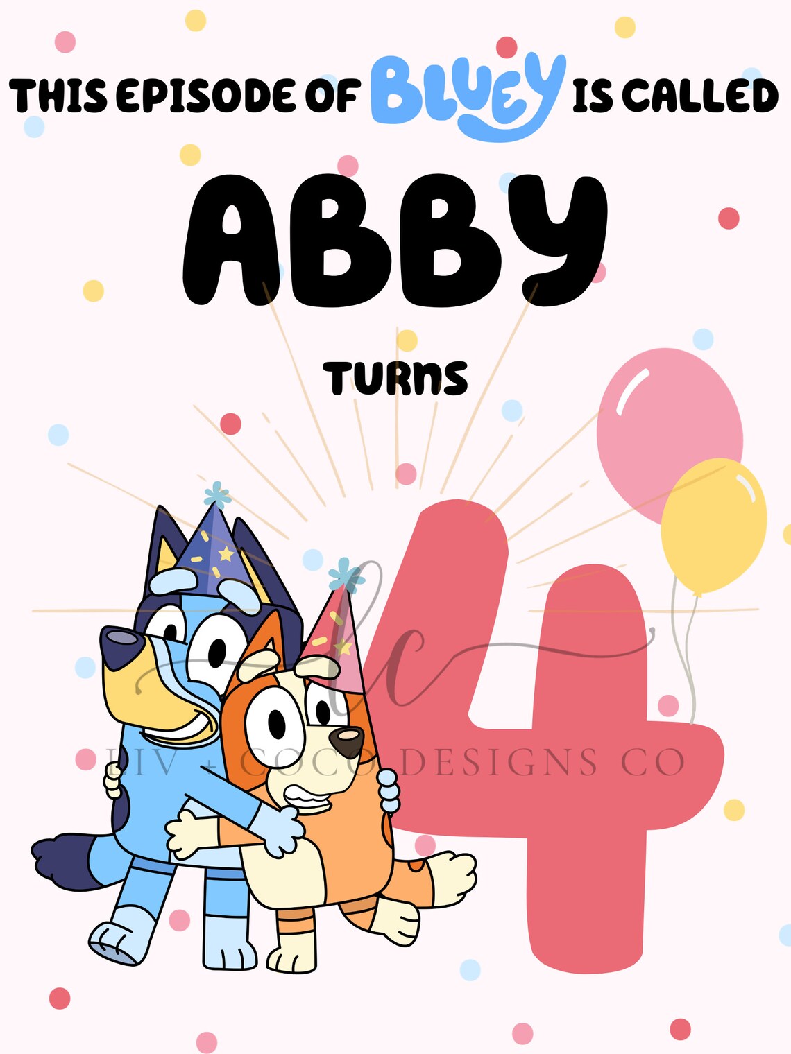 Pink Bluey Birthday Sign Birthday Welcome Sign Personalized Sign Bluey ...