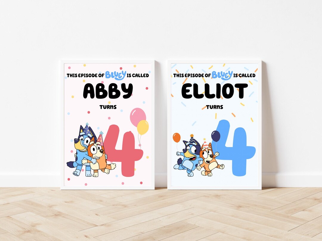 Pink OR Blue Bluey Birthday Sign - Birthday Welcome Sign - Personalized ...