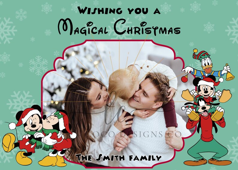 Mickey Christmas Card - 3 Colorways - Editable Christmas Card - Kids ...