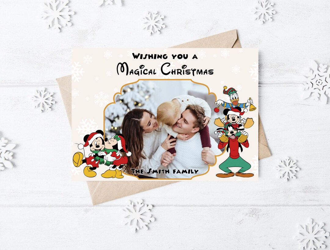 Mickey Christmas Card - 3 Colorways - Editable Christmas Card - Kids ...
