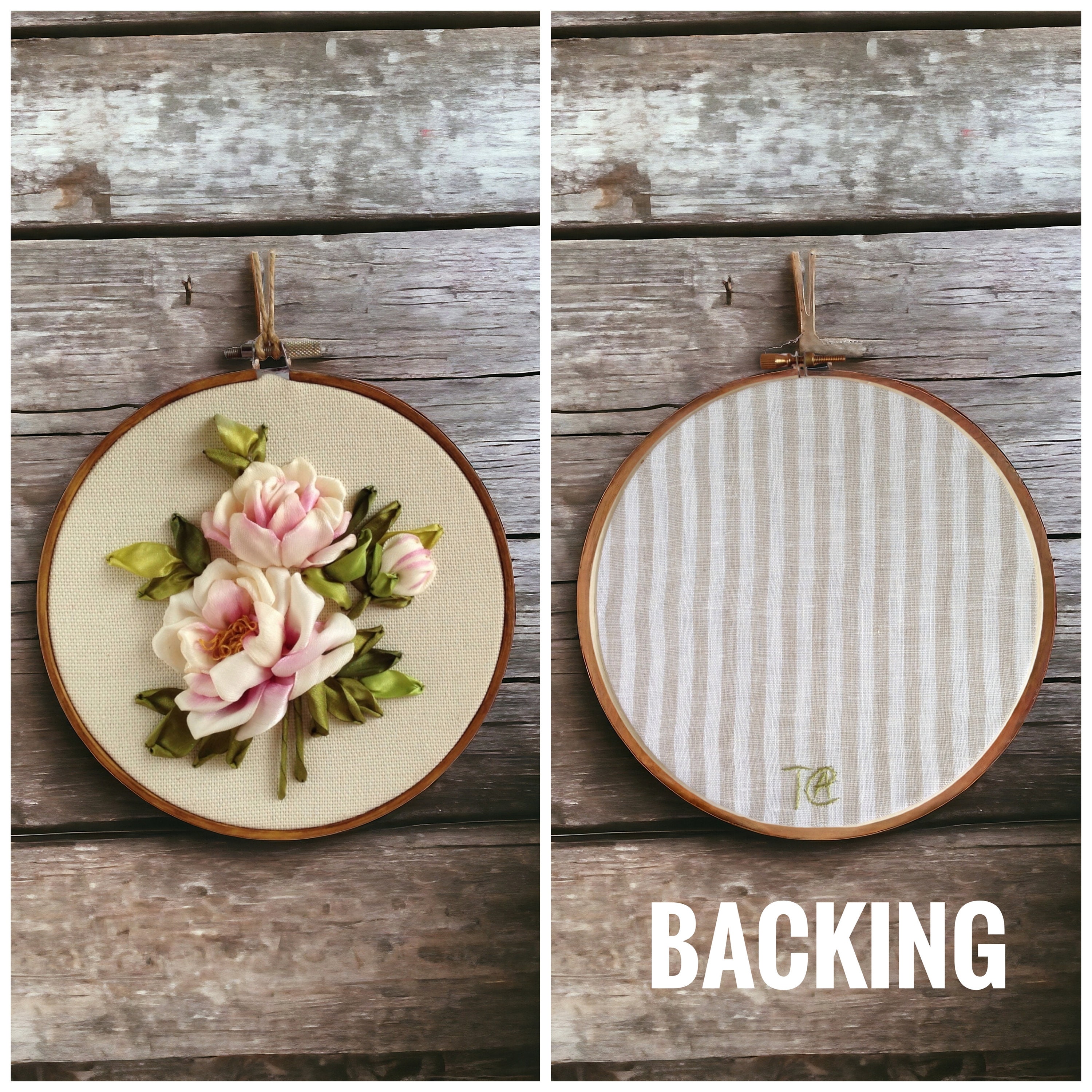Peony Embroidery Hoop Art, Silk Ribbons Wall Picture, Farmhouse Decor ...