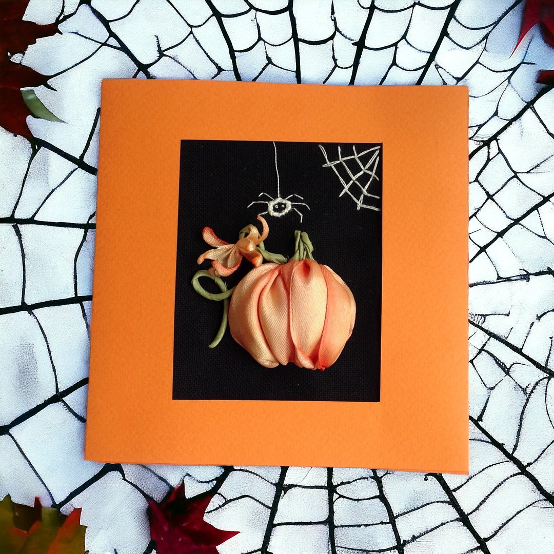 Helloween Hand Embroidered Congrats Card With a Box. Unique Spooky ...