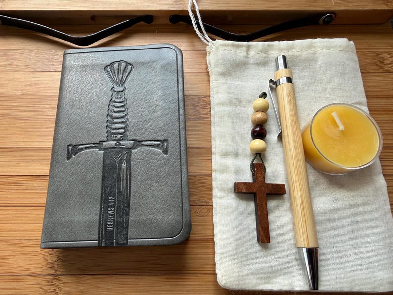 Christian Prayer Kit | Travel Size Notepad, Bamboo Pen, Beeswax Candle ...