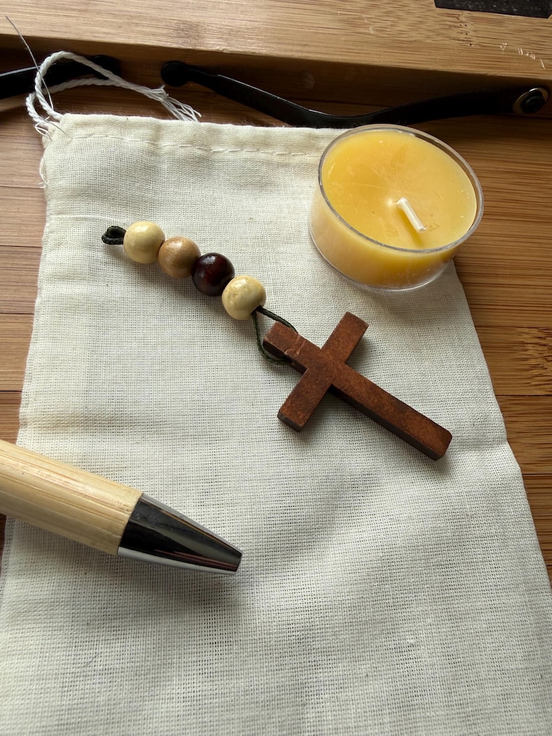 Christian Prayer Kit | Travel Size Notepad, Bamboo Pen, Beeswax Candle ...