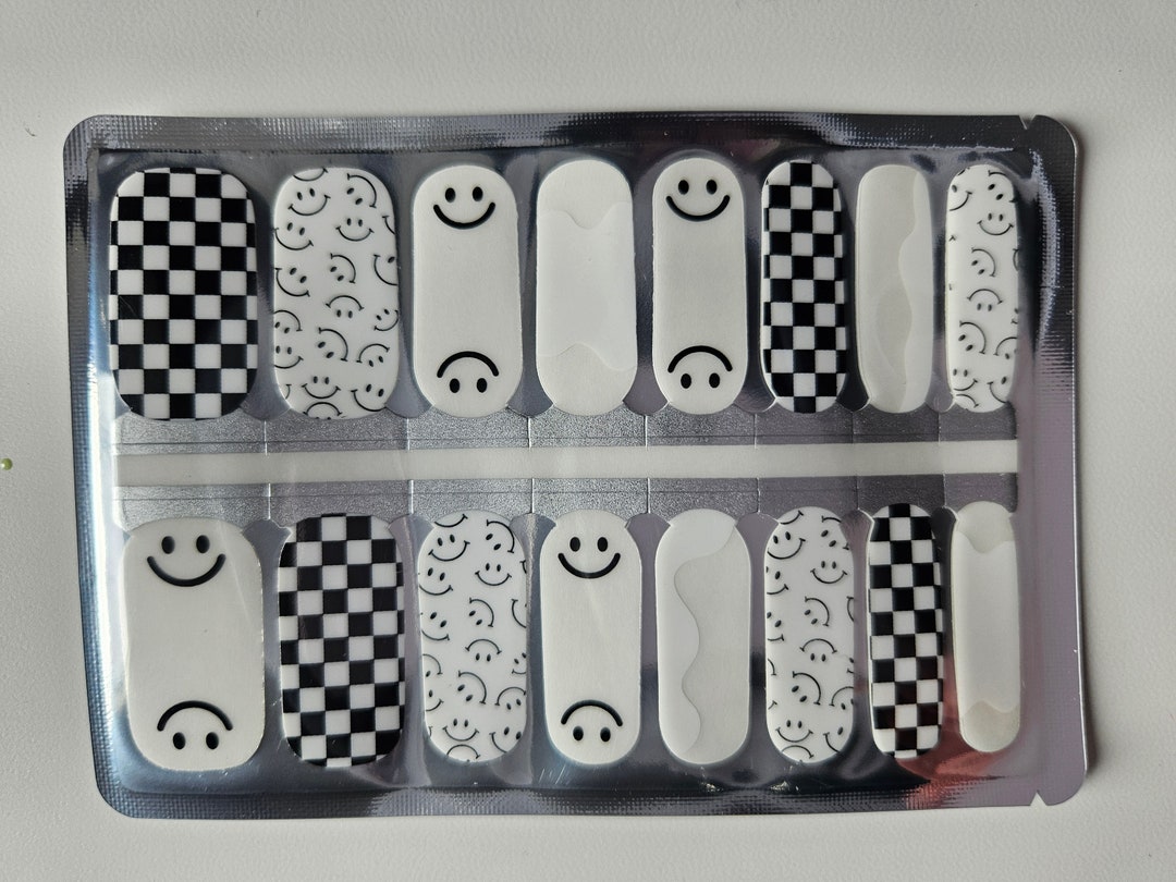 Checker Transparent Nail Wraps | Checker Nail Stickers | Smiley Face ...