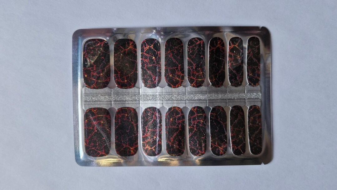 Abstract Red Lava Nail Wraps | Marble Nail Stickers | Glitter Nail Art ...