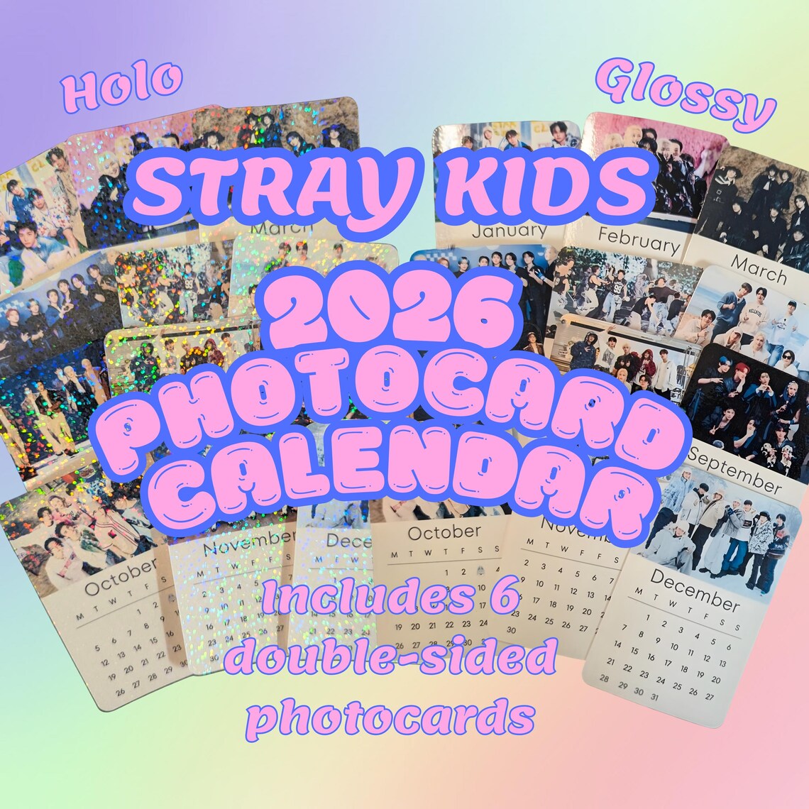 Stray Kids Photocard Calendar 2026 | 6 Double-sided Pcs | SKZ Planner ...