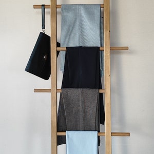 Wooden Clothing and Towel Holder Ladder, Hanger and Wall Coat Rack for ...