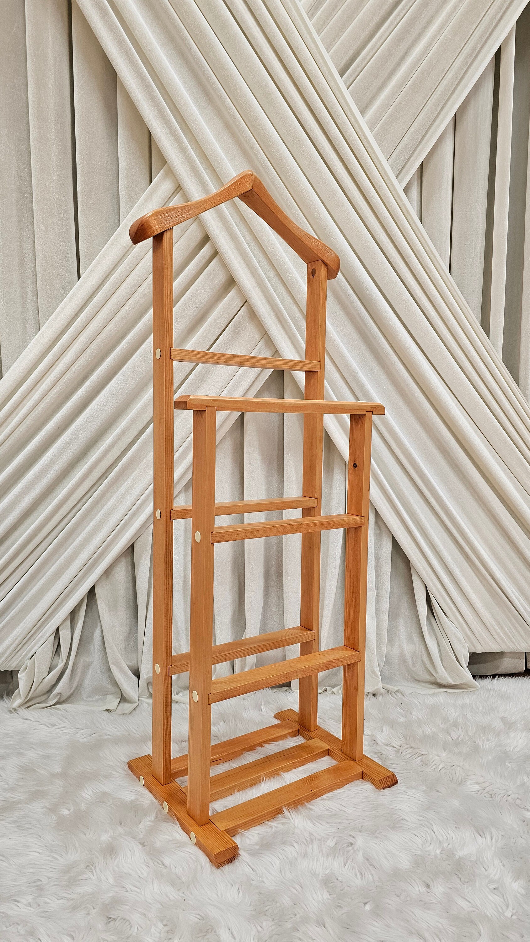 Wooden Modern Valet Stand for Office, Coat and Clothes Hanger, Wood ...