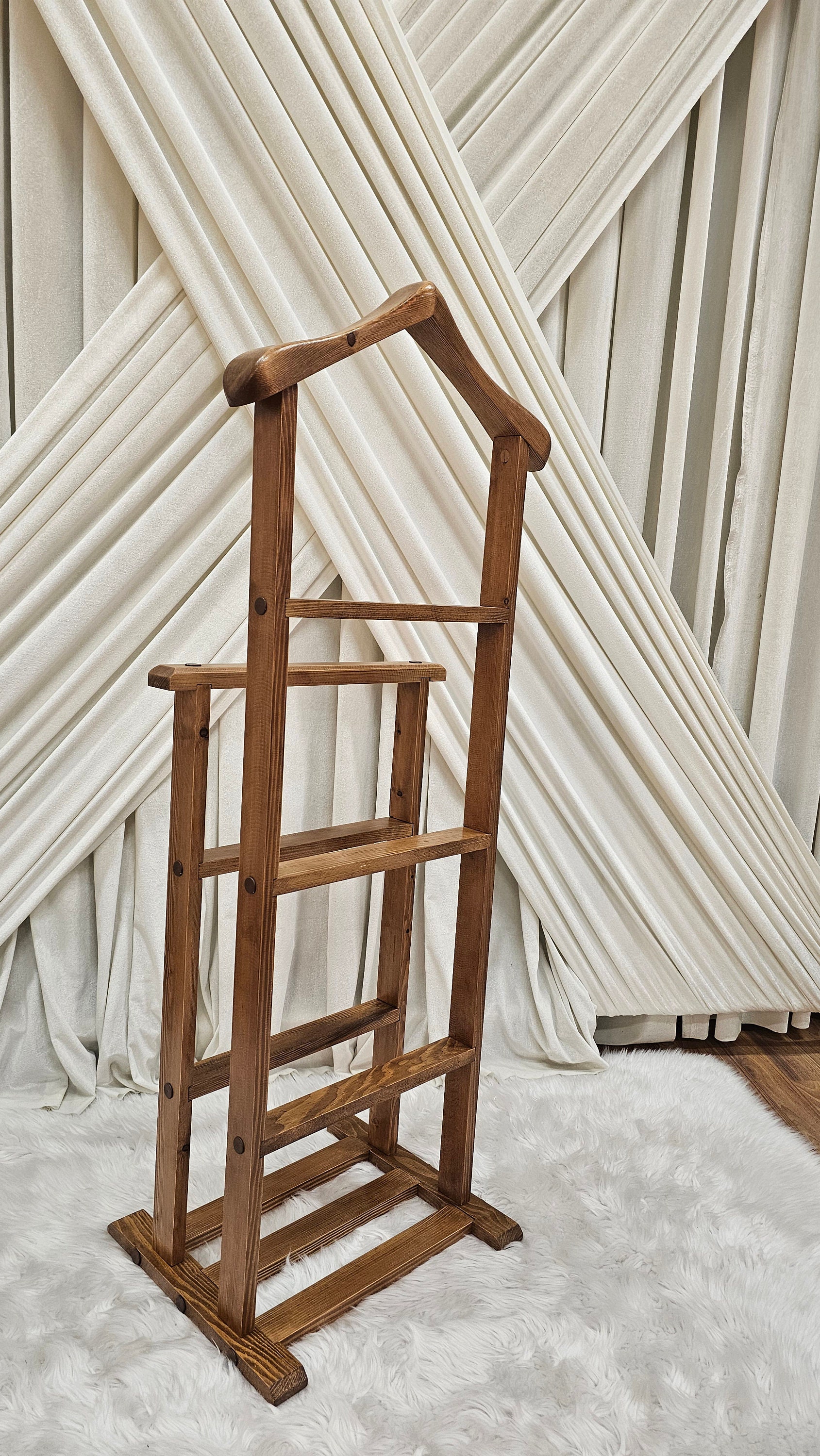 Wooden Modern Valet Stand for Office, Coat and Clothes Hanger, Wood ...