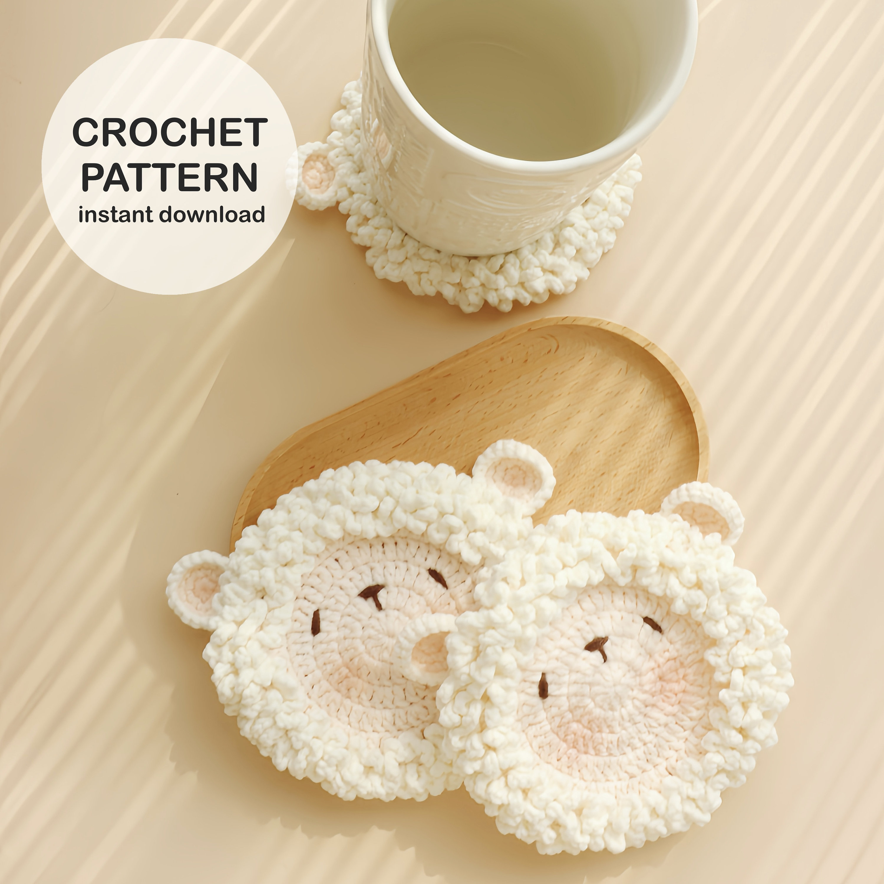 CROCHET PATTERN || Cute Sheep Coaster Crochet Pattern || Animal Pattern ...