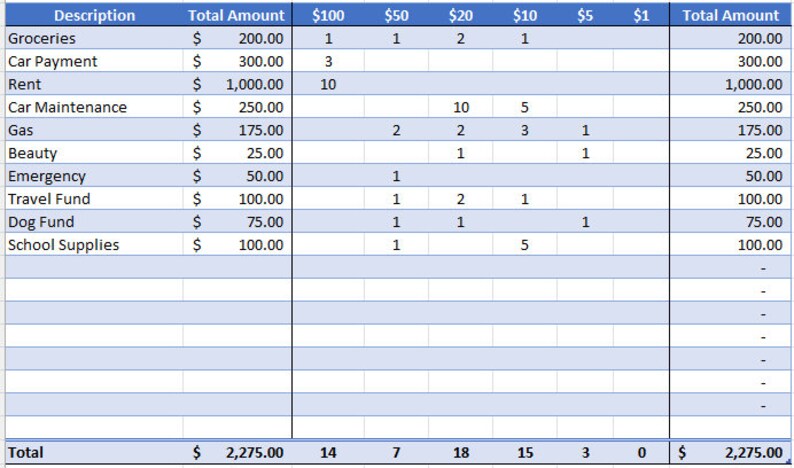 Cash Breakdown |automatic Cash Denomination Template | Teller Slip ...