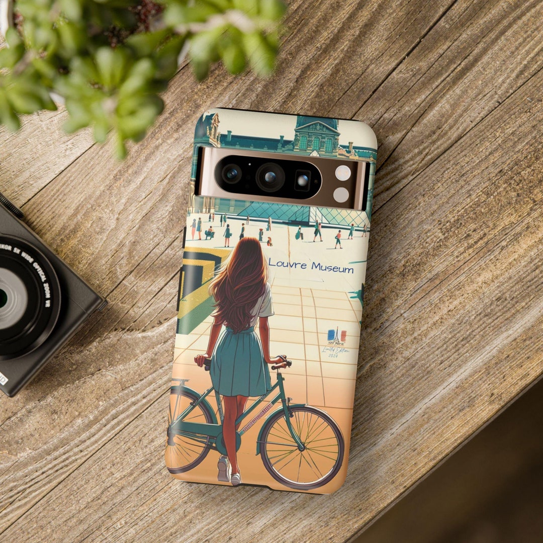Girl on Her Bike at the Louvre Museum in Paris, iPhone Cover, Samsung ...