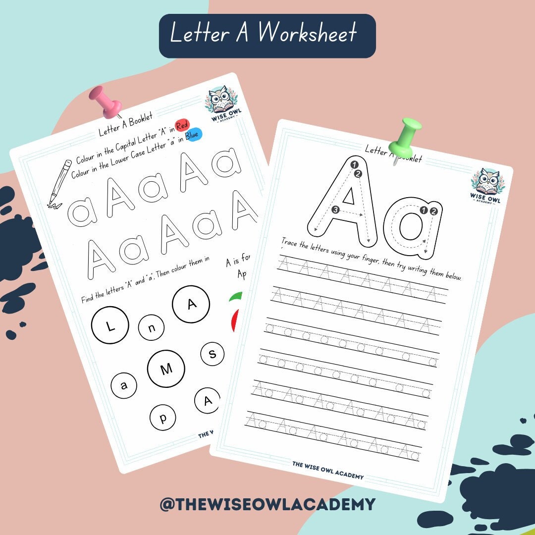 Letter A, Writing and Tracing Activity, Worksheet, Colour In, Write and ...