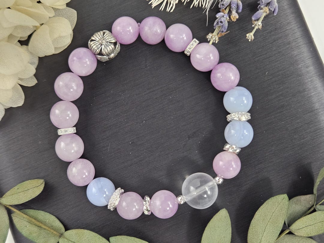 Crystal Bracelet-angel Whisper Bracelet- Kunzite | Blue Lace Agate ...
