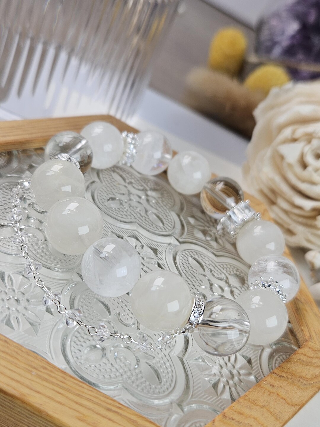 White Phantom & Snow Phantom Quartz Bracelet | Clear Quartz | Zircon ...