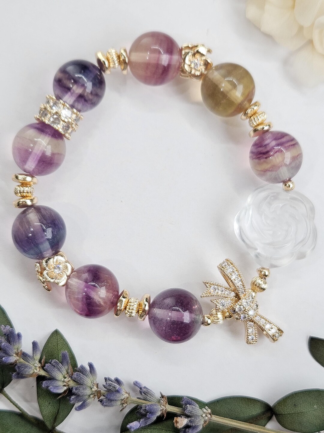 Clarity Flow-fluorite With Clear Quartz Charm | Focus • Cleansing ...