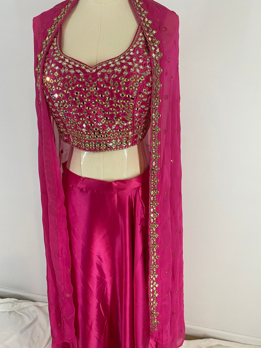 Cowl Dress With Shrug and Crop Top. Beautiful Mirror Detailing. Perfect ...