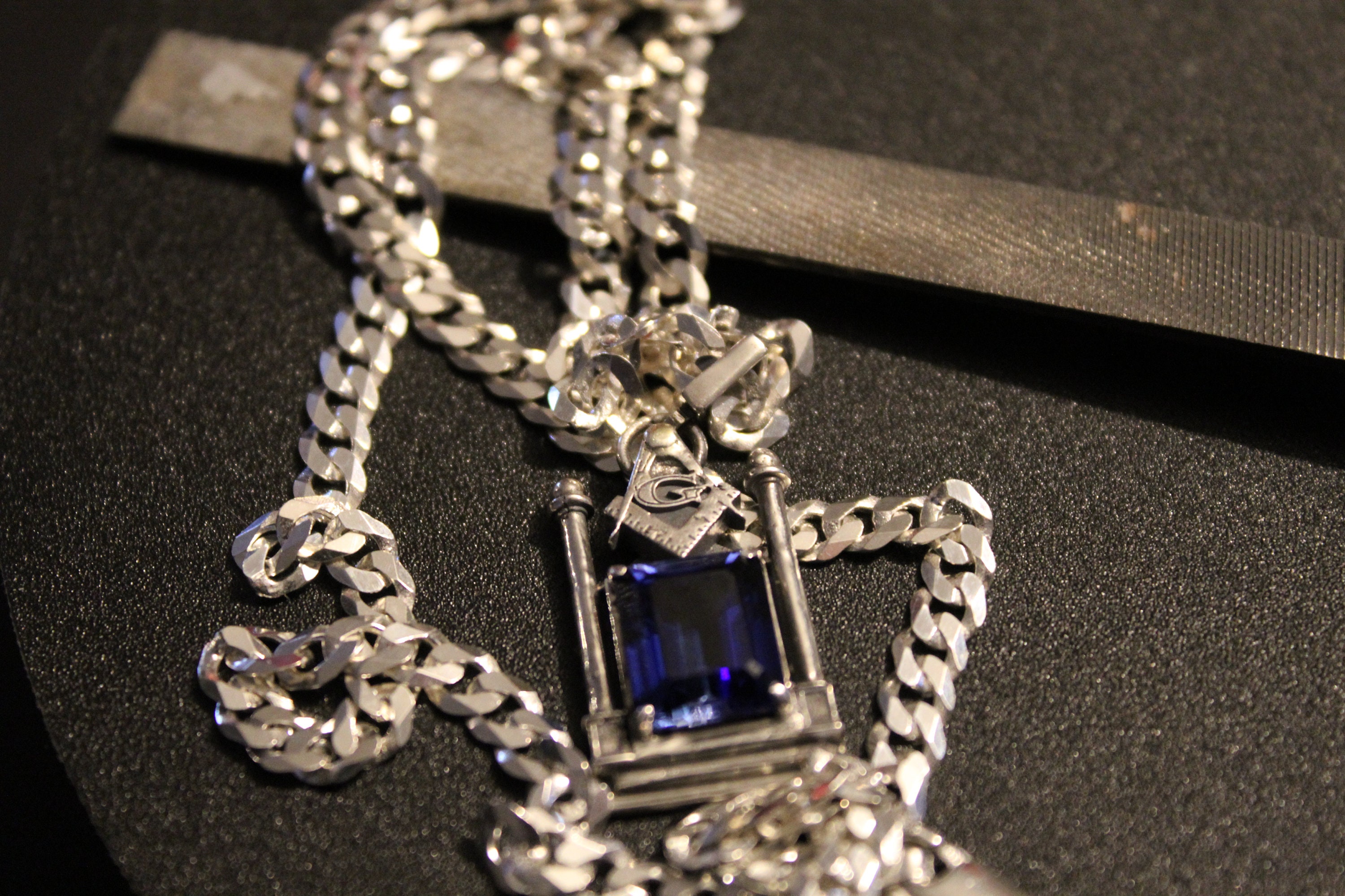 Master Mason, Masonic 935 Silver Pendant With 7.5ct Sapphire - Etsy