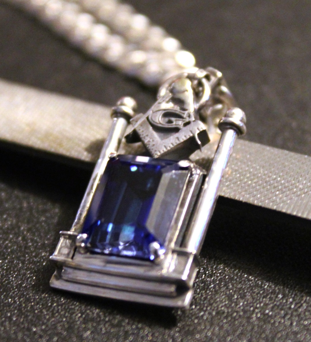 Master Mason, Masonic 935 Silver Pendant With 7.5ct Sapphire - Etsy