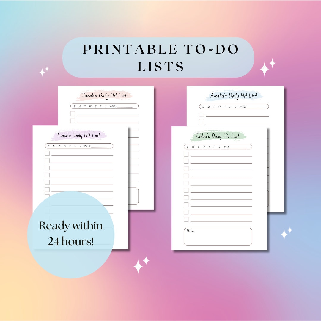 Custom Daily to Do List Printable Weekly Planner Digital Daily to Do ...