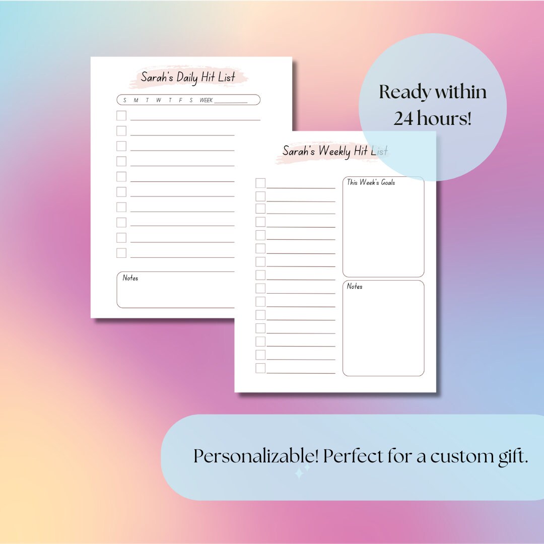 Custom Daily to Do List Printable Weekly Planner Digital Daily to Do ...