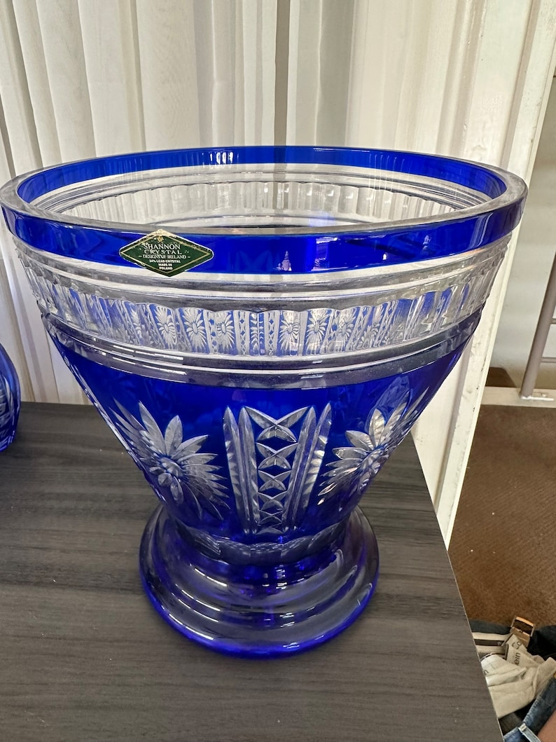 Large Cobalt Blue Crystal Bowl - Etsy