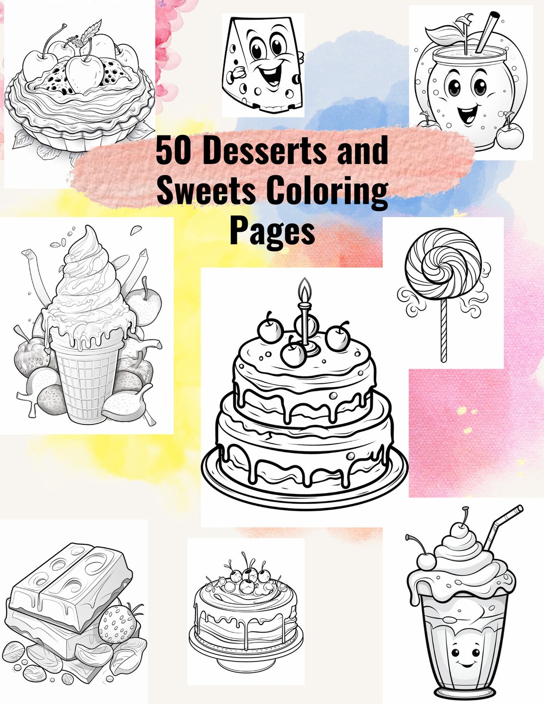 50 Sweets and Desserts Coloring Pages / Printable Coloring Pages ...
