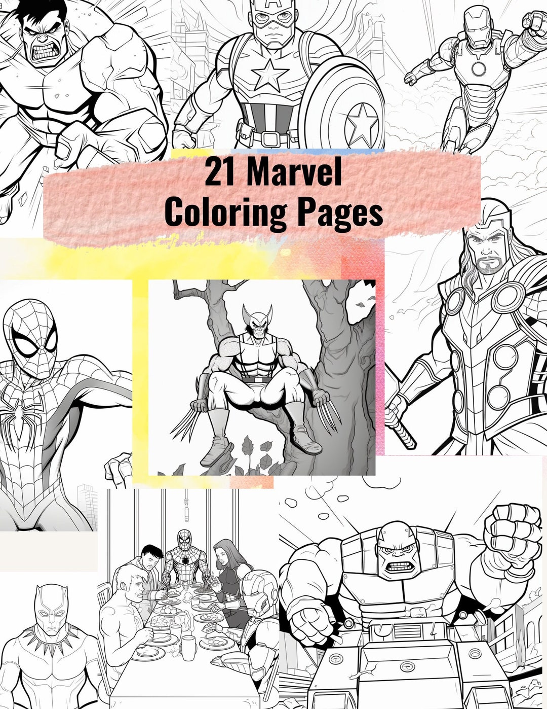 21 Marvel Printable Coloring Pages for Kids, Preschool, Toddlers ...