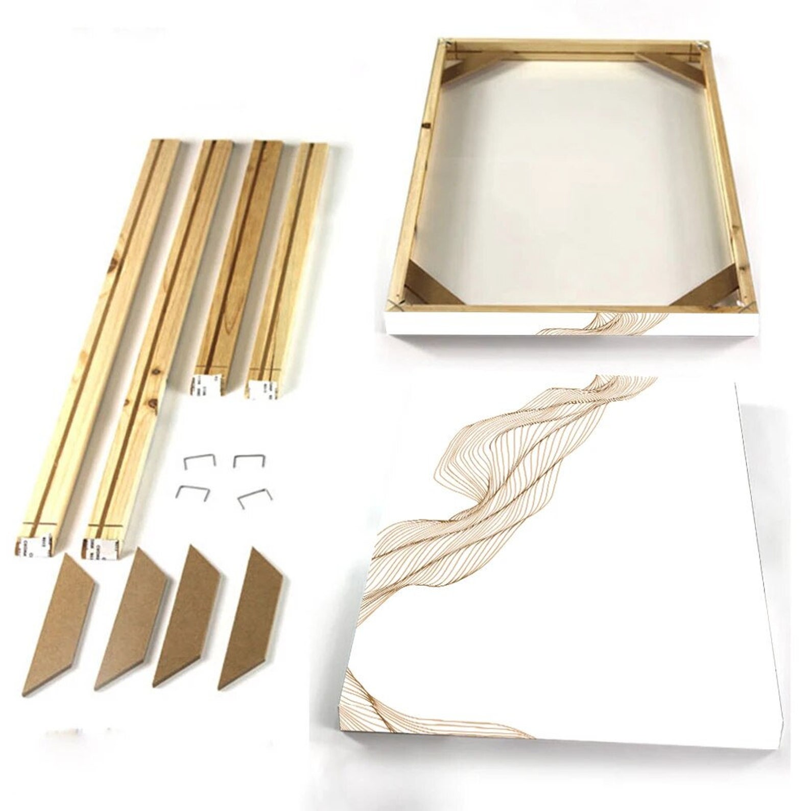 DIY Custom Solid Wood Frame Kit Easy to Install Canvas Stretched ...