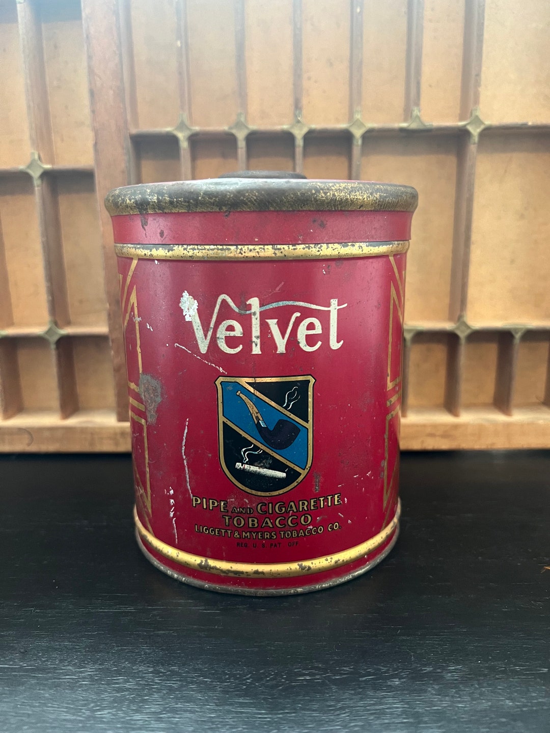 Vintage Velvet Tobacco Tin, Antique Collectors Tin - Etsy