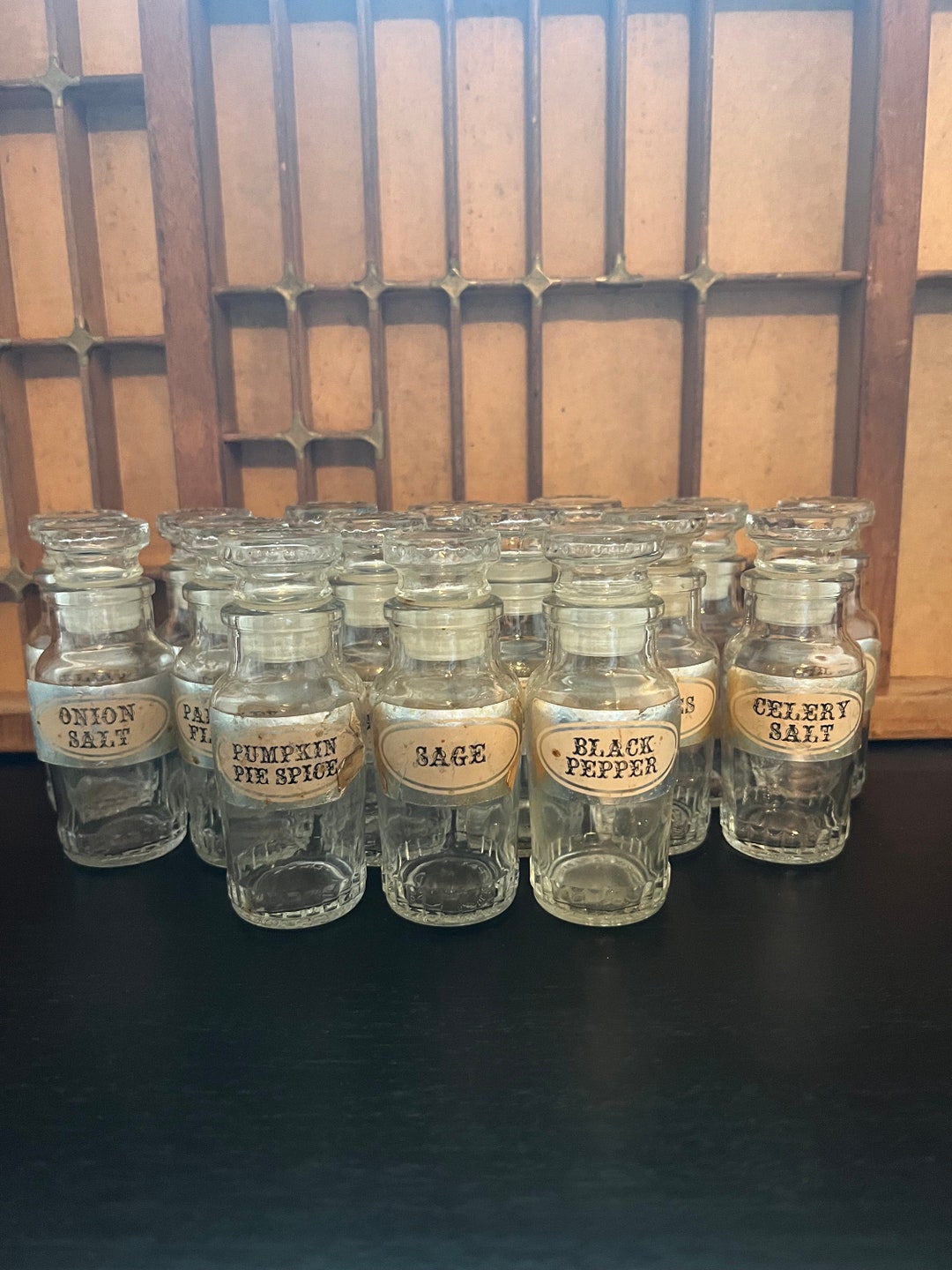 Glass Spice Bottle Set, Seasoning Set, Kitchen Spice Bottles - Etsy