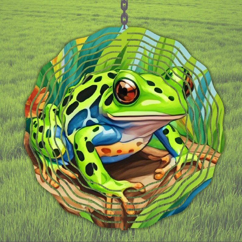 Frog Wind Spinner, Garden Png, Frog Spinner, 10 Inch Round Sublimation ...