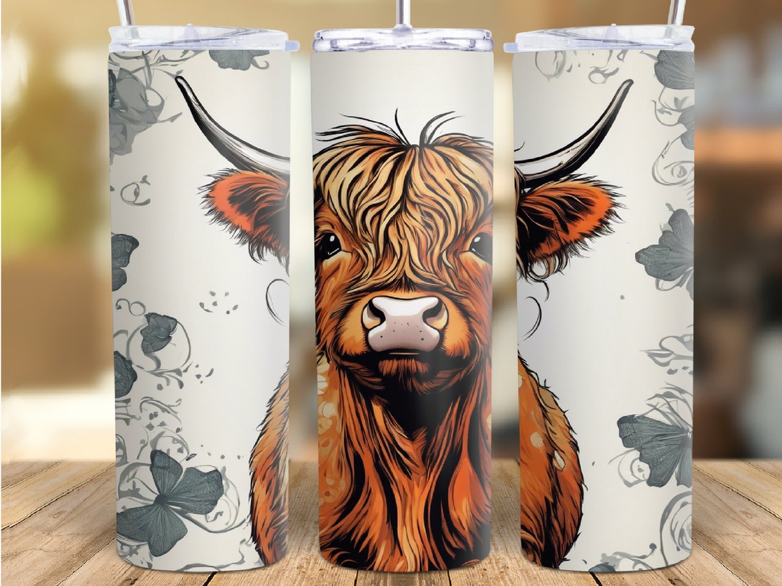 Highland Cow 20oz Tumbler Sublimation, Cow Wrap, Straight and Tapered ...