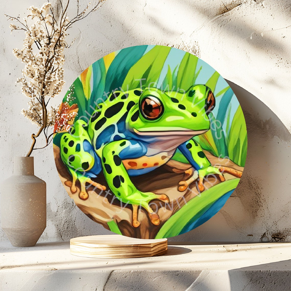 Frog Wind Spinner, Garden Png, Frog Spinner, 10 Inch Round Sublimation ...