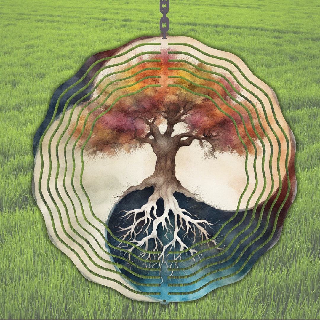 Watercolor Tree of Life Wind Spinner, Yin and Yang Wind Spinner, Garden ...