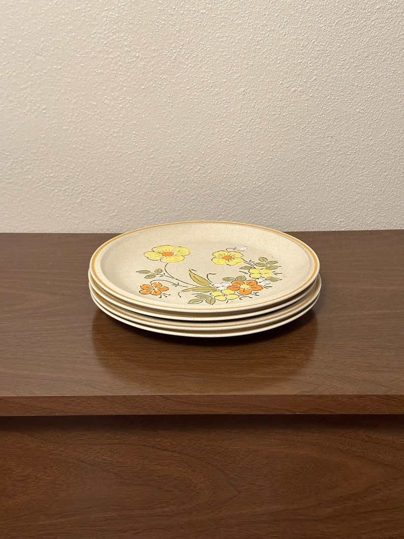 Vintage Hearthside Garden Festival sunshine Flowers Set of 4 Dinner ...