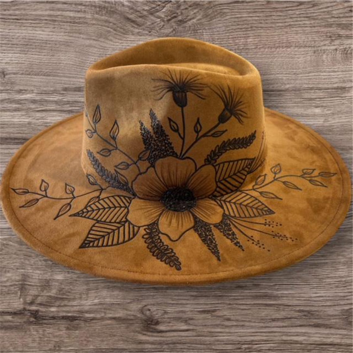 Women's Wide Brim Fedora-climbing Florals - Etsy