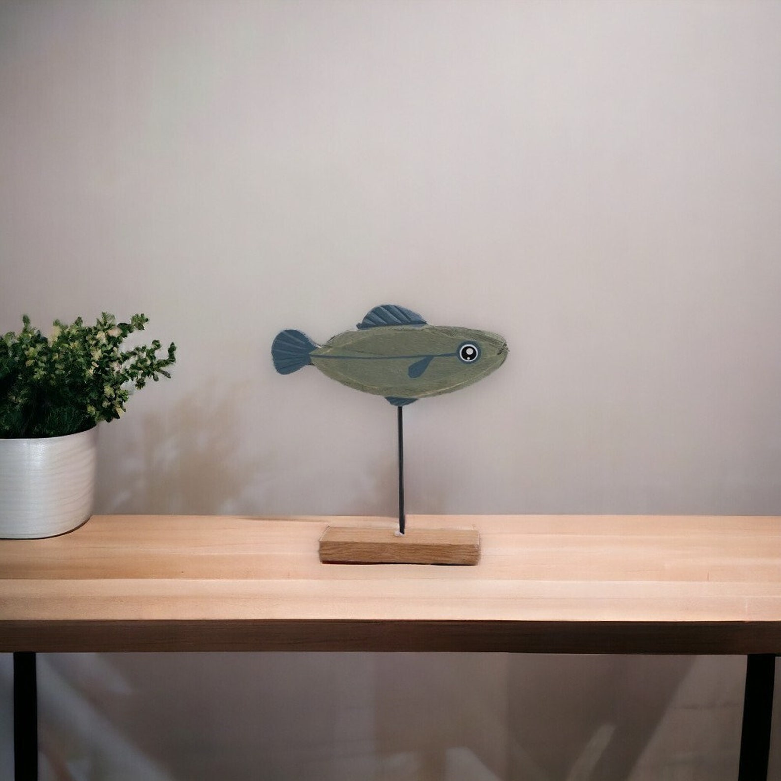 Wooden Fish Figurine, Nordic Style Fish Sculpture, Wooden Fish Ornament ...