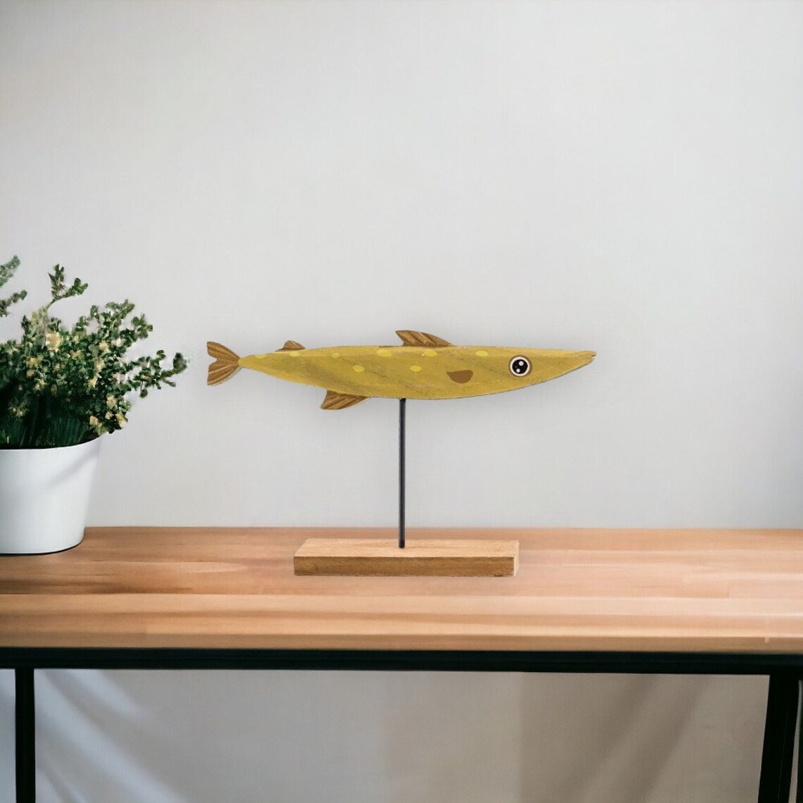 Wooden Fish Figurine, Nordic Style Fish Sculpture, Wooden Fish Ornament ...