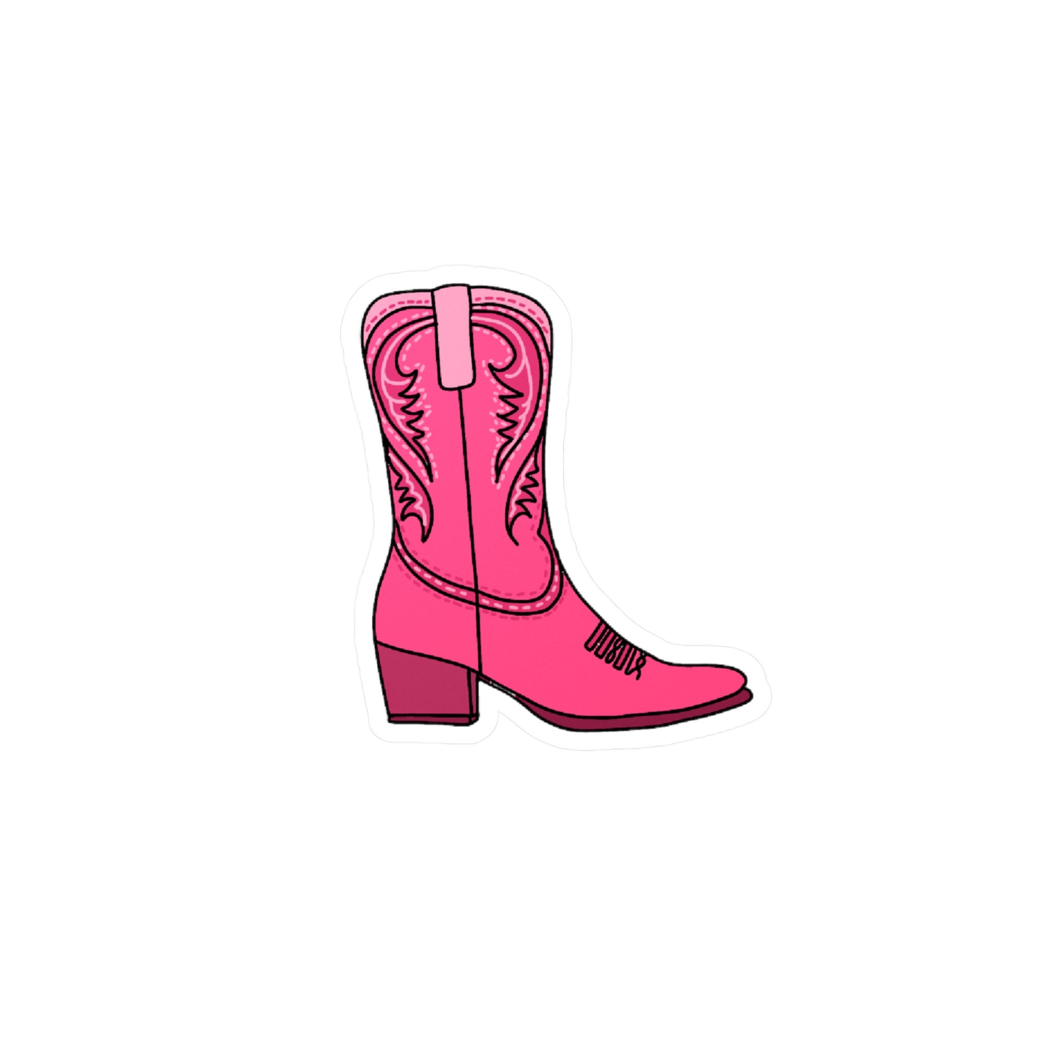 Cute Cowboy Boot Vinyl Sticker Pink Aesthetic - Etsy